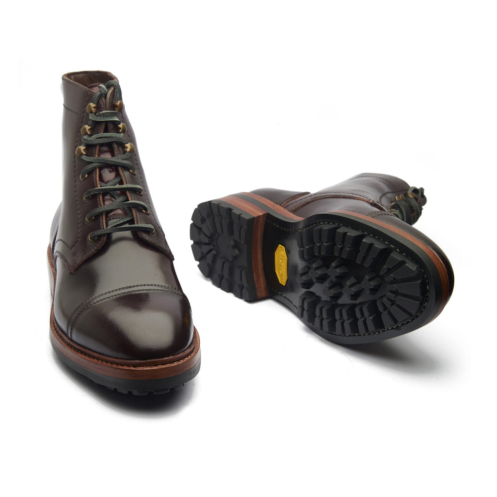 Dixon, Cap-Toe Derby Boot - Shell Cordovan Color#8 | Hand Welted Cordo