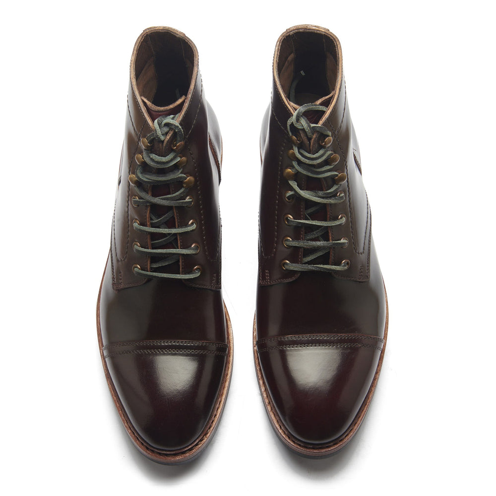 Dixon, Cap-Toe Derby Boot - Shell Cordovan Color#8 | Hand Welted Cordo