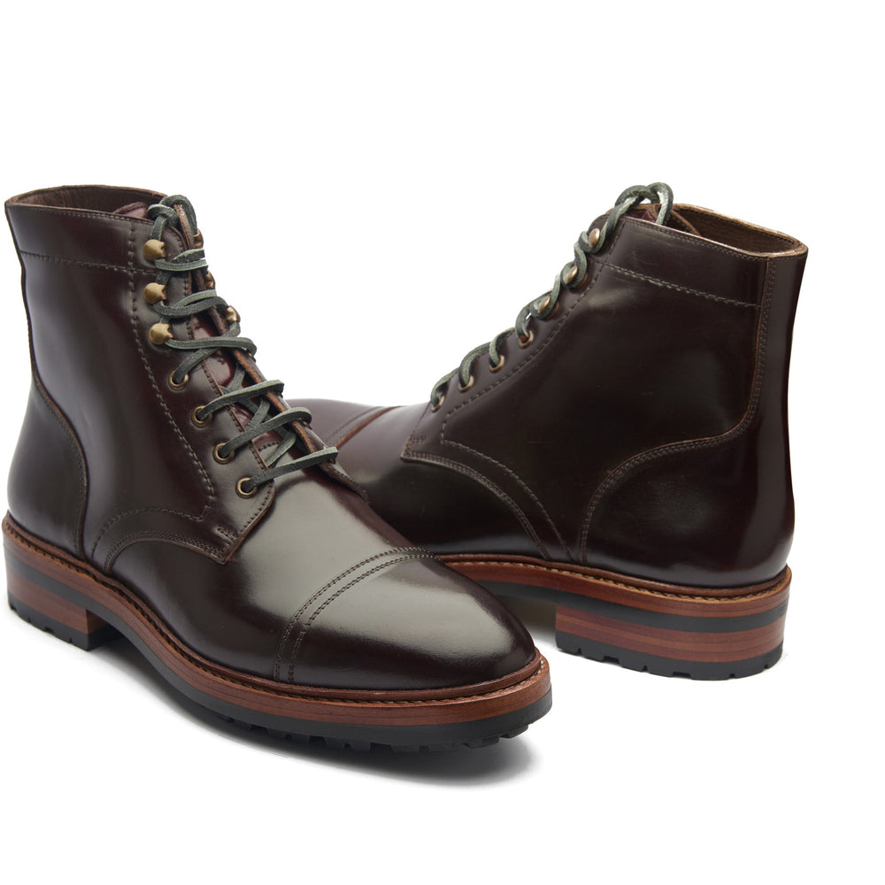 Dixon, Cap-Toe Derby Boot - Shell Cordovan Color#8 | Hand Welted Cordo