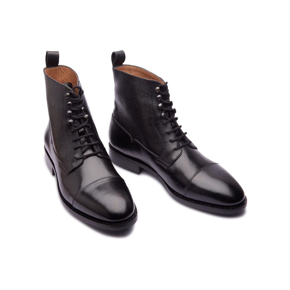 Fulbert, Captoe Derby Boot - Black | Hand Welted | Goodyear Welted ...