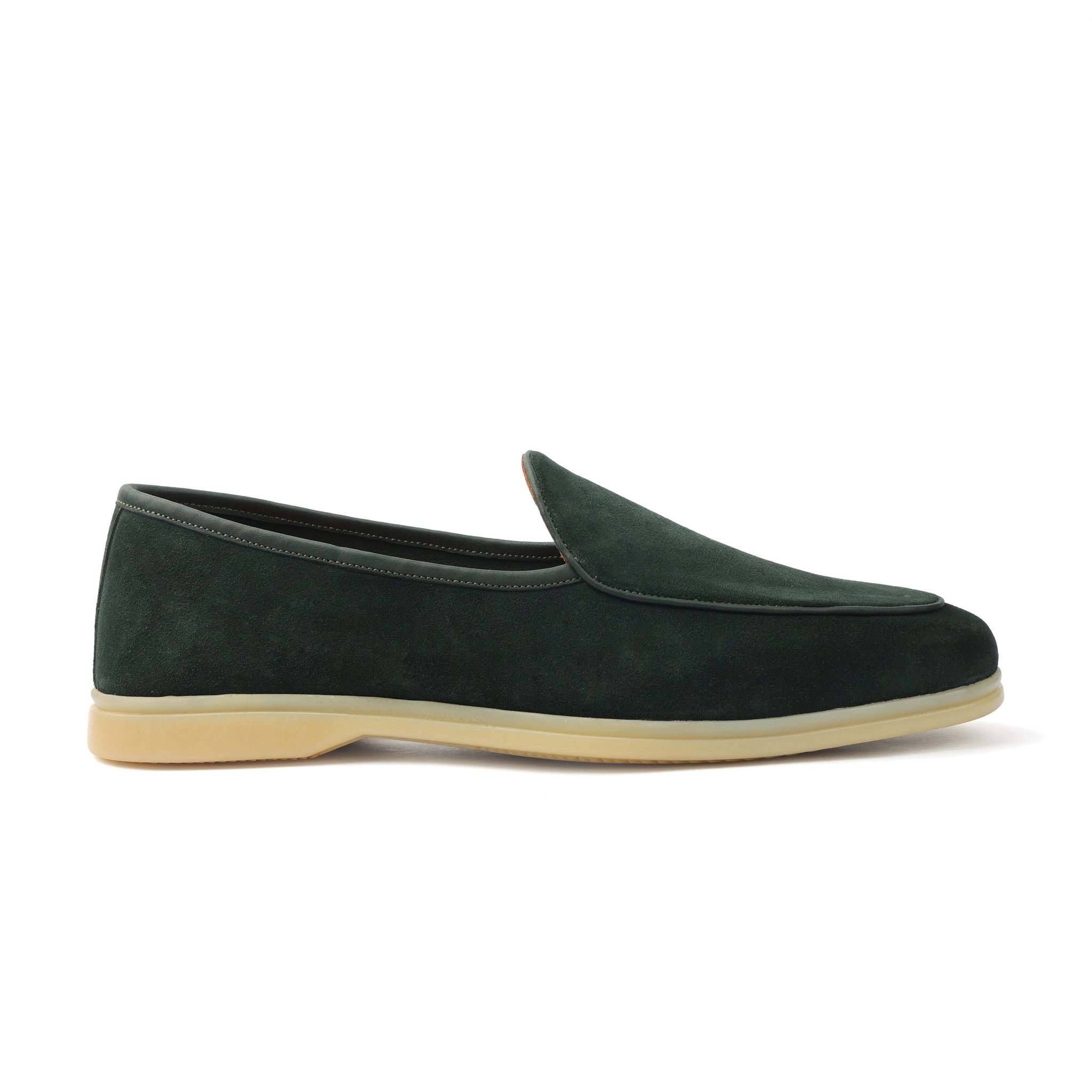Lorenzo, Belgian Loafer - Castorino Suede Bottle Green | Unlined Flex