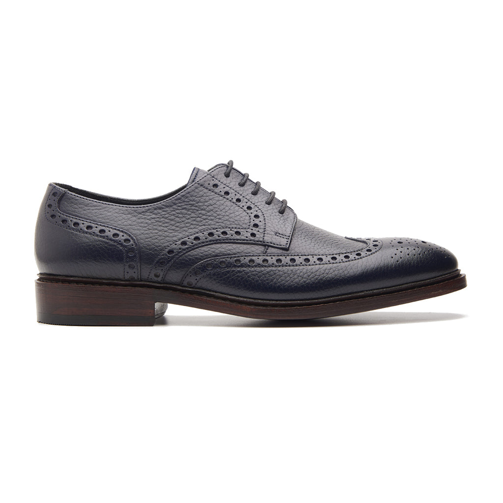Carl-X, Wingtip Derby - Navy Milled | Hand Welted Contemporary Classic
